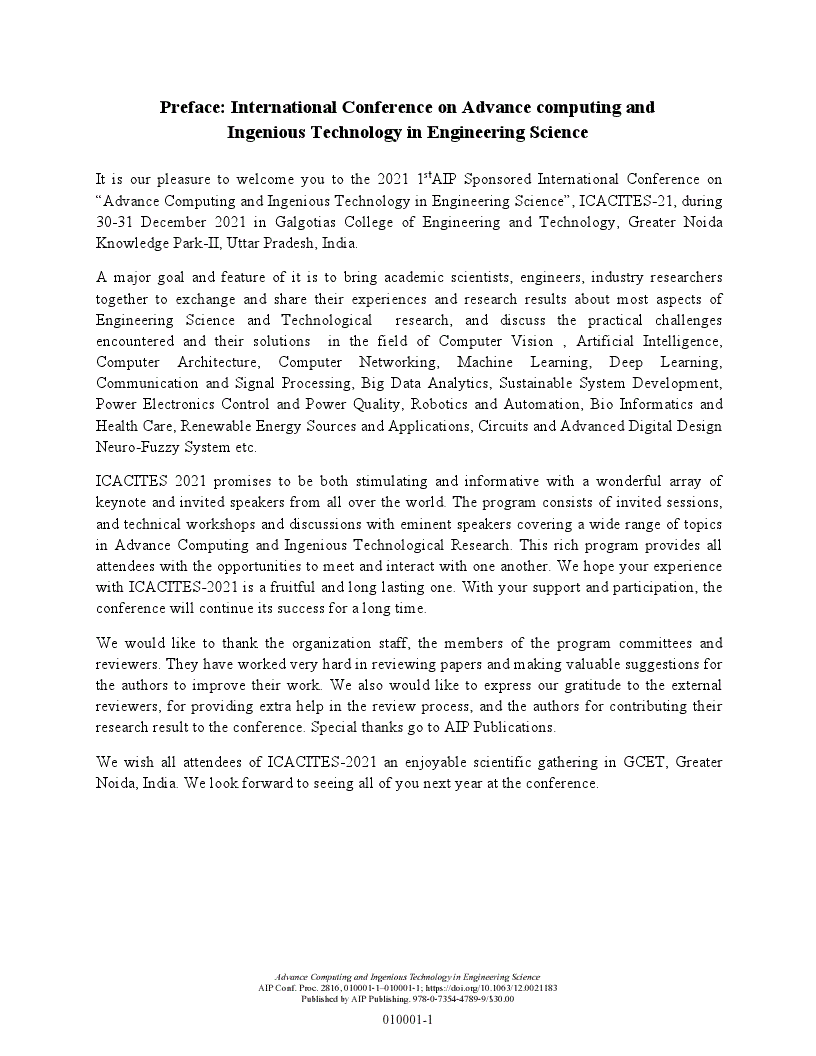 Preface: International Conference on Advance Computing and Ingenious ...