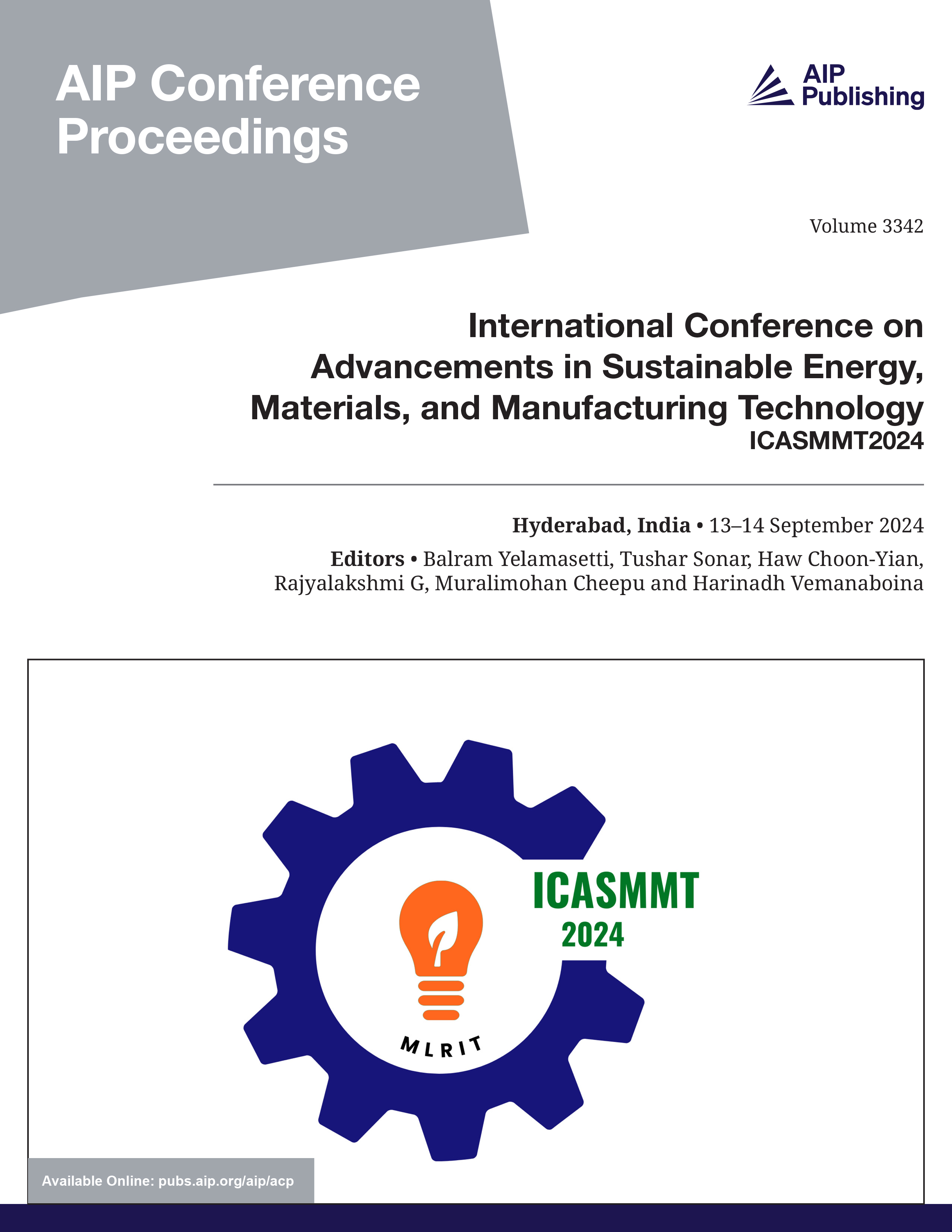 Volume 3342 Issue 1 | AIP Conference Proceedings | AIP Publishing