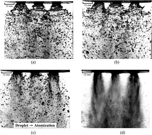 Spray patterns of multi-element swirl coaxial injector of interacting ...