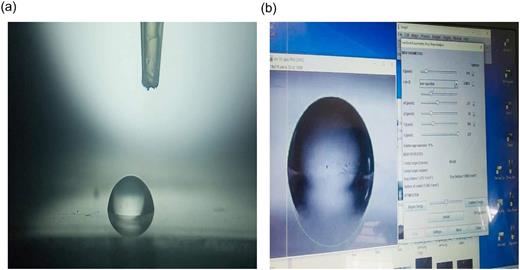 A low-cost goniometer for contact angle measurements using drop image ...
