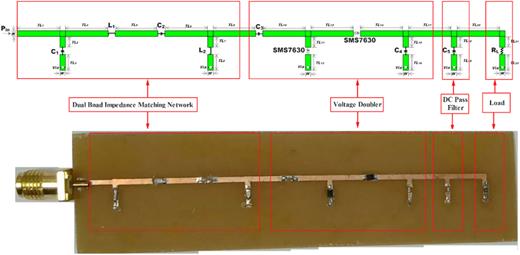 Dual-band low-power RF-to-DC signal converter circuits for energy ...