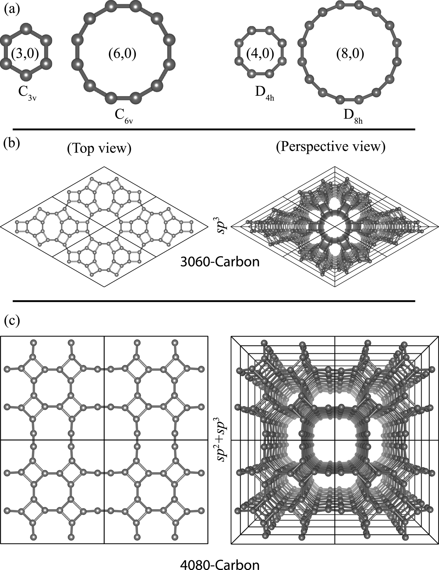 Multiporous carbon allotropes transformed from symmetry-matched carbon ...