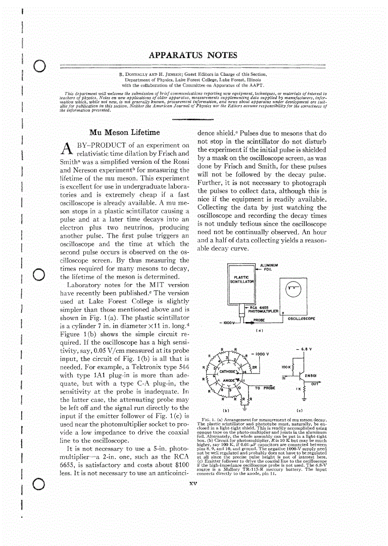 Mu Meson Lifetime | American Journal of Physics | AIP Publishing