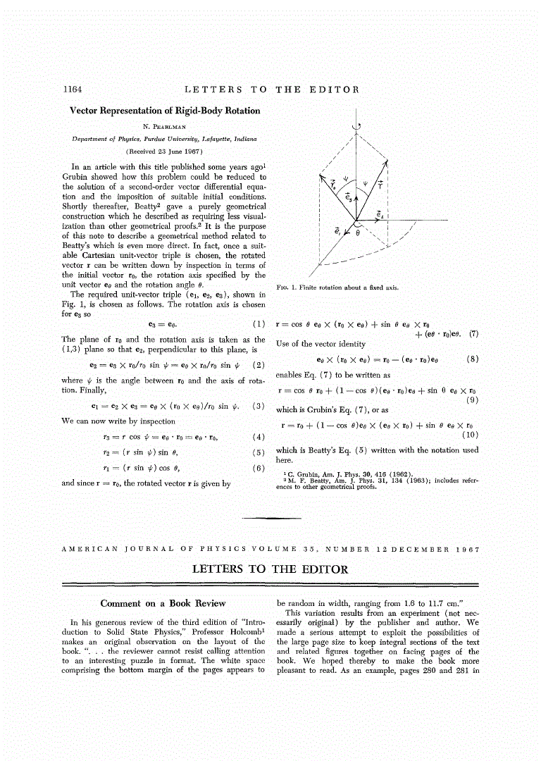 Vector Representation of Rigid-Body Rotation | American Journal of ...