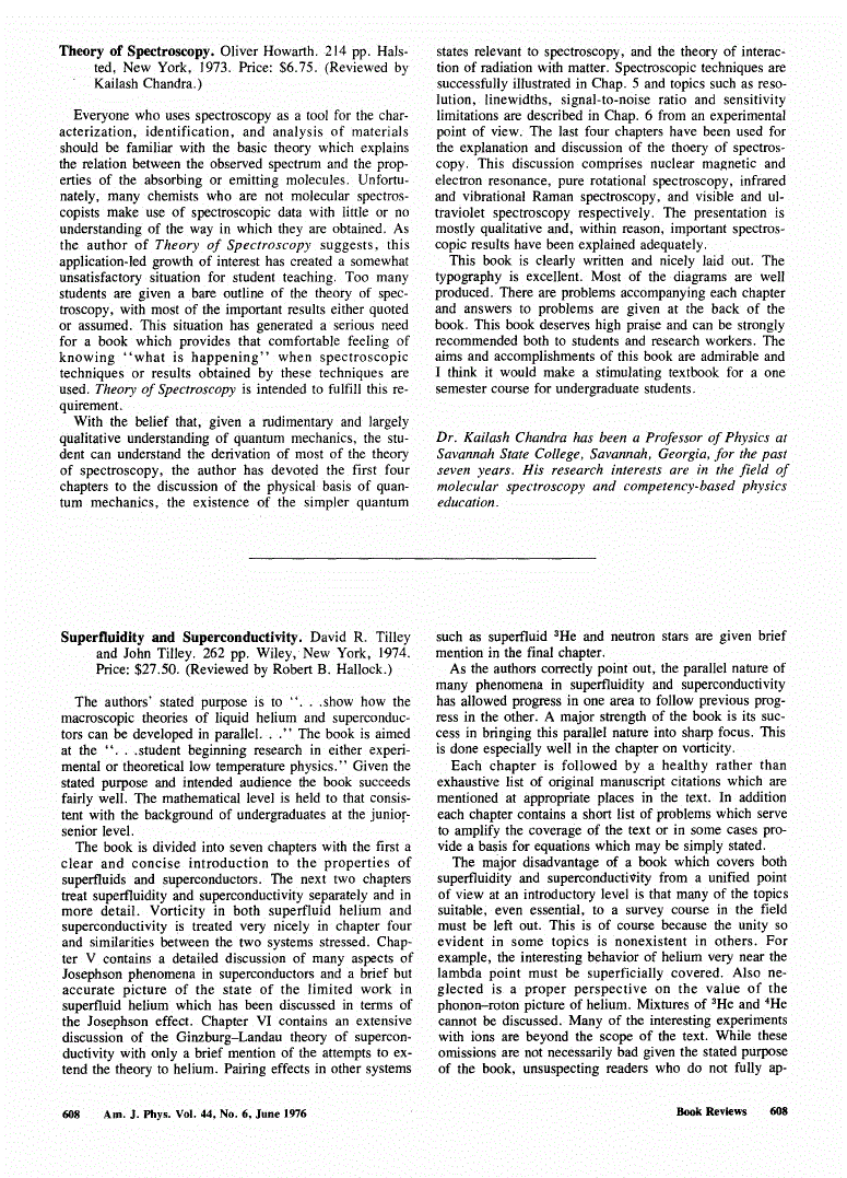 Theory of Spectroscopy by Oliver Howarth. Reviewer | American Journal ...