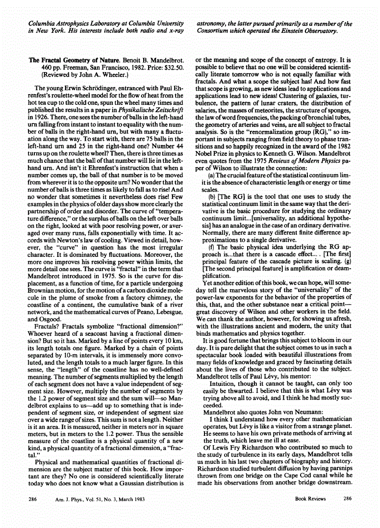 The Fractal Geometry of Nature | American Journal of Physics | AIP ...