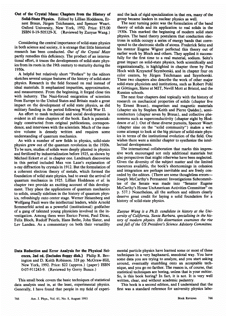 Data Reduction and Error Analysis for the Physical Sciences, 2nd ed. | American Journal of ...