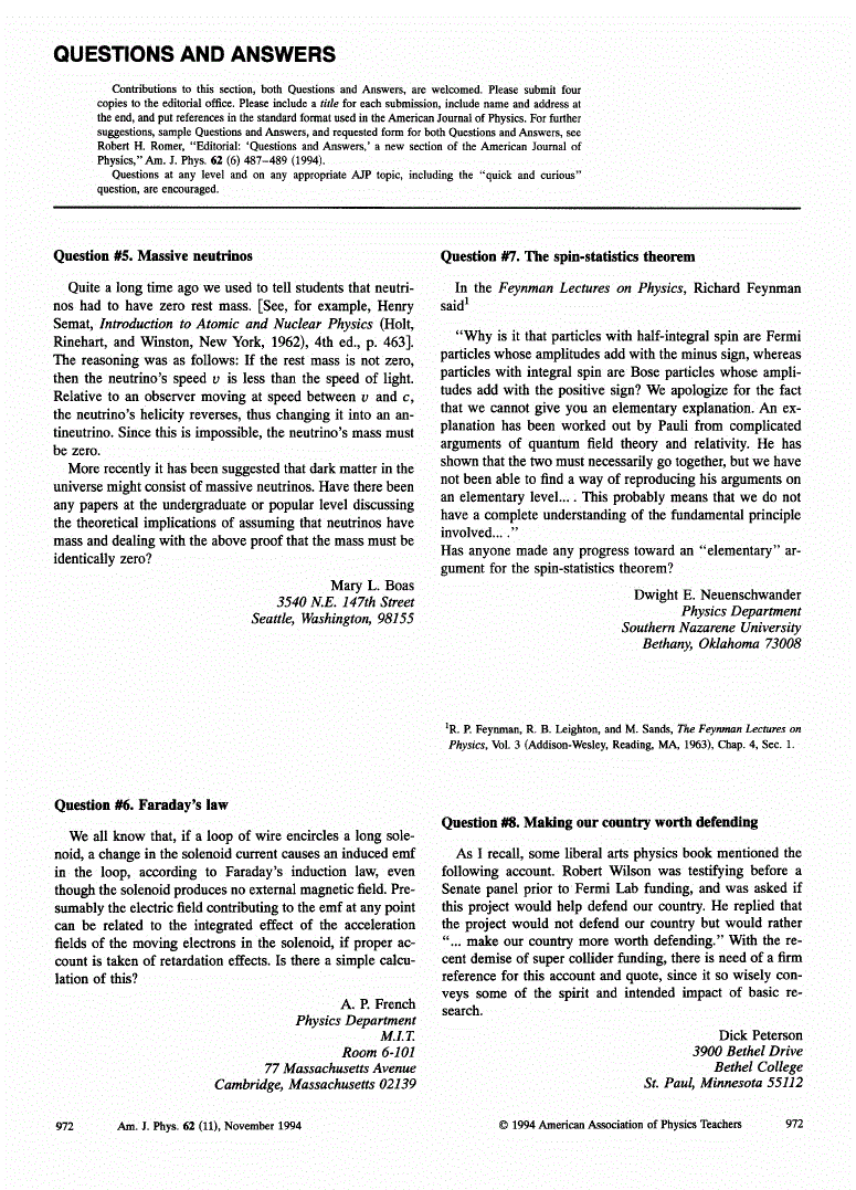 Question ♯7. The spin‐statistics theorem | American Journal of Physics ...