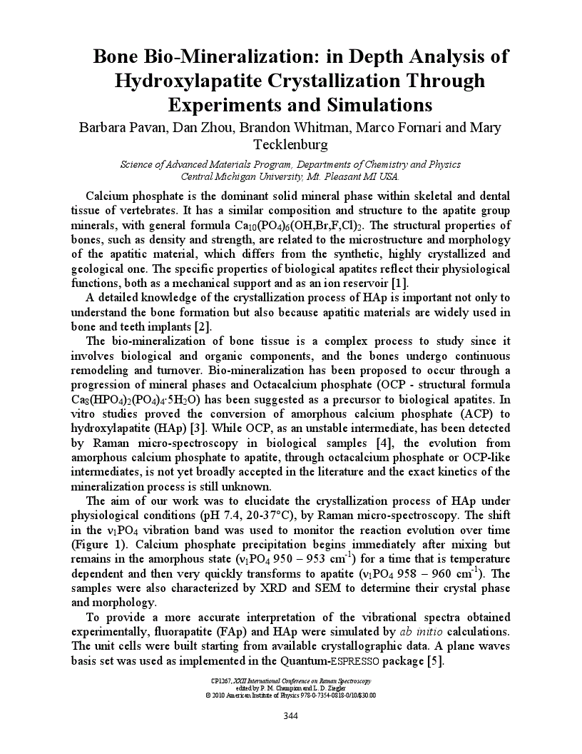 Bone Bio‐Mineralization: in Depth Analysis of Hydroxylapatite ...