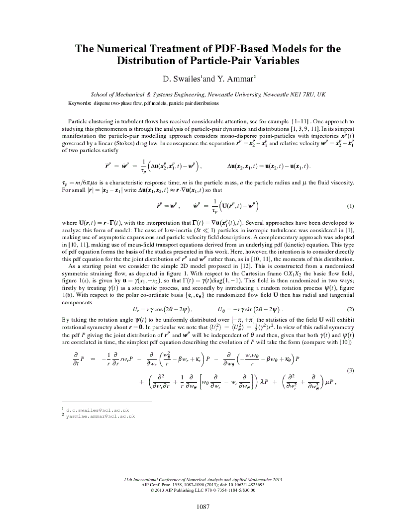 The numerical treatment of PDF-based models for the distribution of particle-pair variables ...