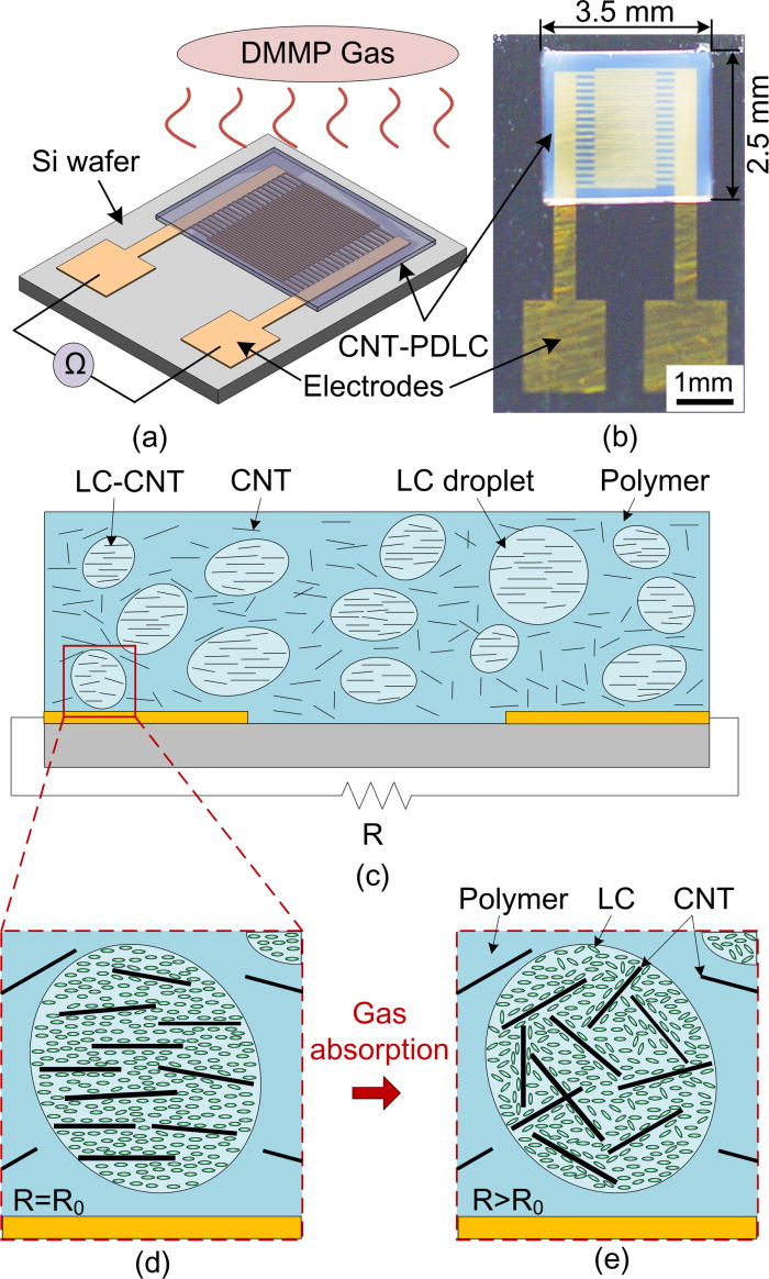 Polymer-dispersed liquid crystal doped with carbon nanotubes for dimethyl methylphosphonate ...