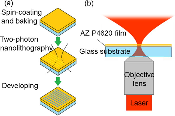 Two-photon nanolithography of positive photoresist thin film with ...