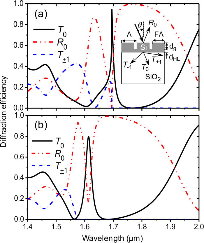 Optical transmission filters with coexisting guided-mode resonance and ...