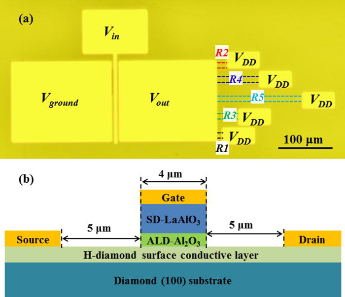 Diamond logic inverter with enhancement-mode metal-insulator ...