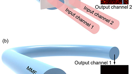 Simultaneous dual-channel data transmission through a multimode fiber ...