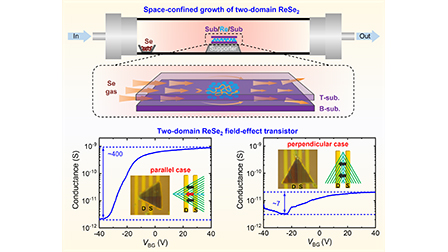 Space-confined solid-phase growth of two-domain 1T′-ReSe2 for tunable optoelectronics | Applied ...