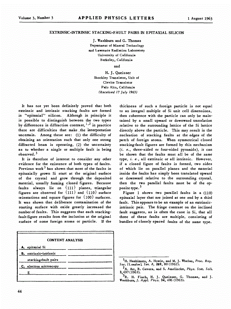 EXTRINSIC‐INTRINSIC STACKING‐FAULT PAIRS IN EPITAXIAL SILICON | Applied ...