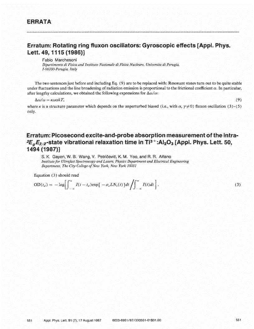 Erratum: Picosecond excite‐and‐probe absorption measurement of the ...