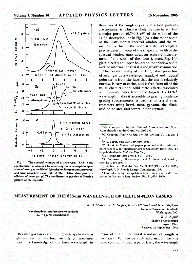 MEASUREMENT OF THE 633‐nm WAVELENGTH OF HELIUM‐NEON LASERS | Applied Physics Letters | AIP ...
