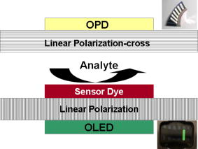 Integrated organic electronic based optochemical sensors using ...