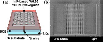 Hybrid InP-based photonic crystal lasers on silicon on insulator wires ...