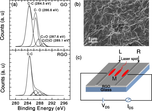 Position dependent photodetector from large area reduced graphene oxide ...