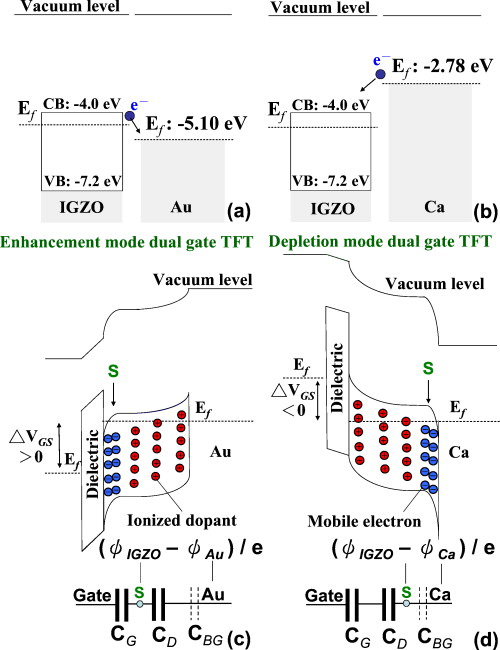 Dual gate indium-gallium-zinc-oxide thin film transistor with an ...