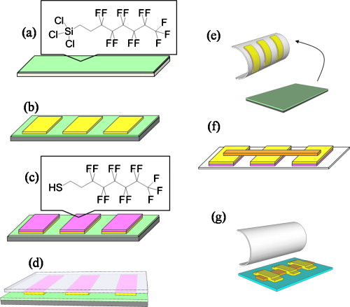 Flip chip lamination to electrically contact organic single crystals on ...