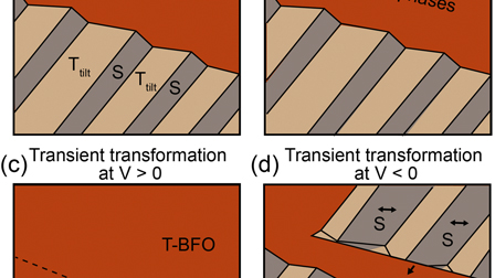 Electrically driven transient and permanent phase transformations in highly strained epitaxial ...