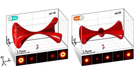 Switching of three-dimensional optical cages using spatial coherence ...