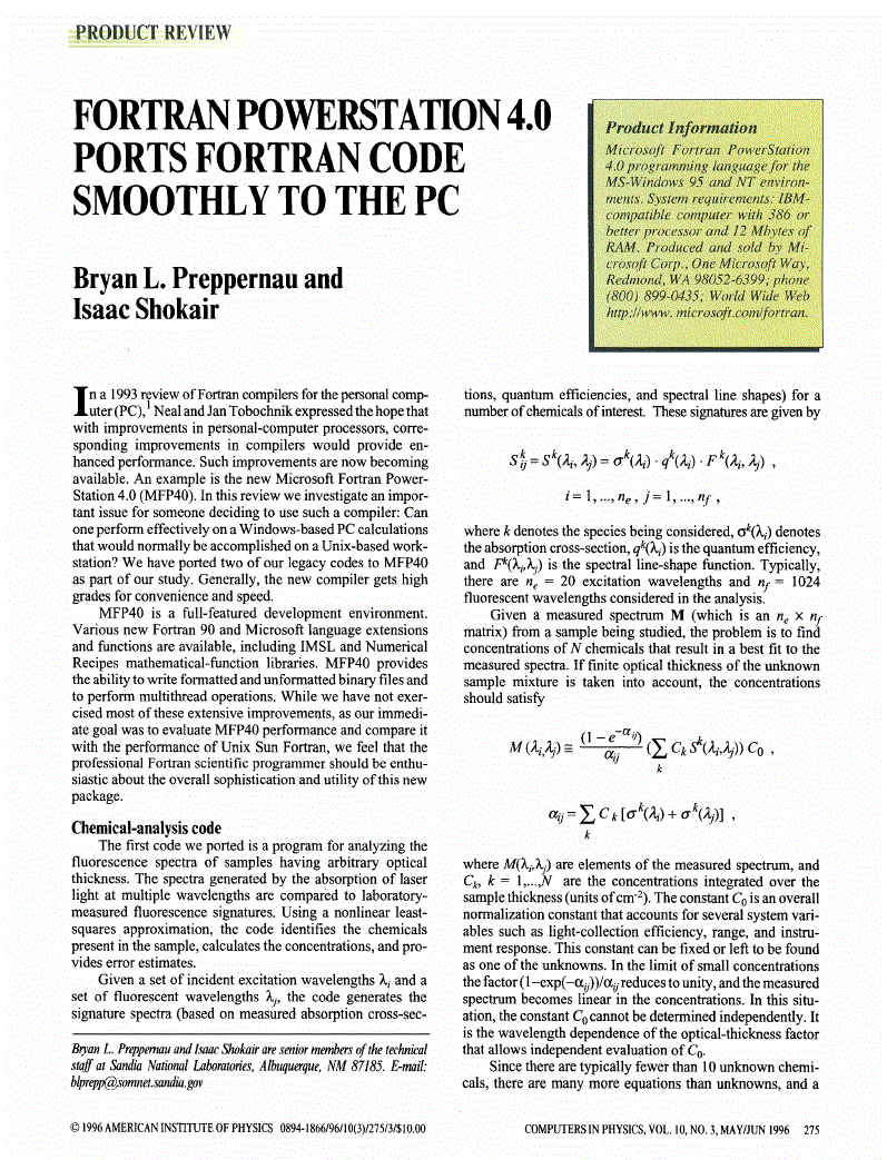 Fortran Powerstation 4.0 Ports Fortran Code Smoothly to the PC ...