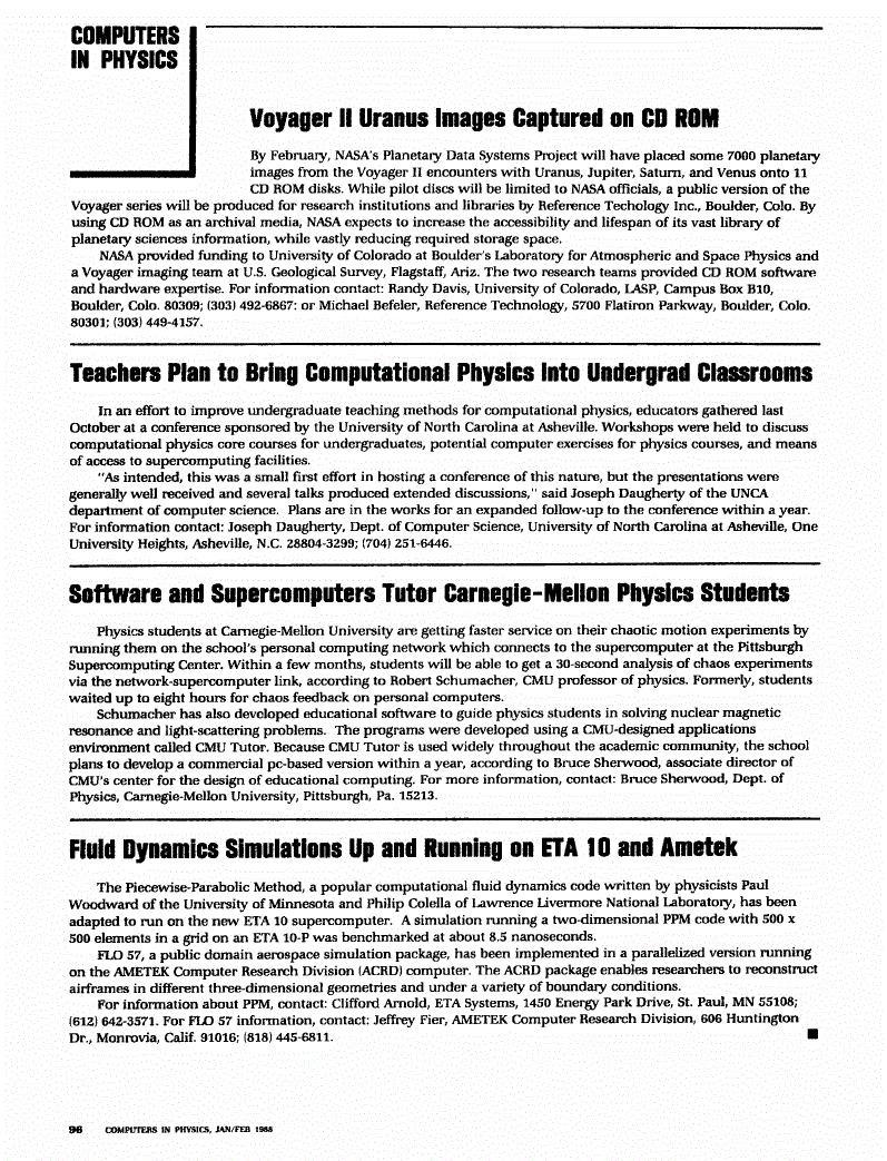 Software and Supercomputers Tutor Carnegie‐Mellon Physics Students ...