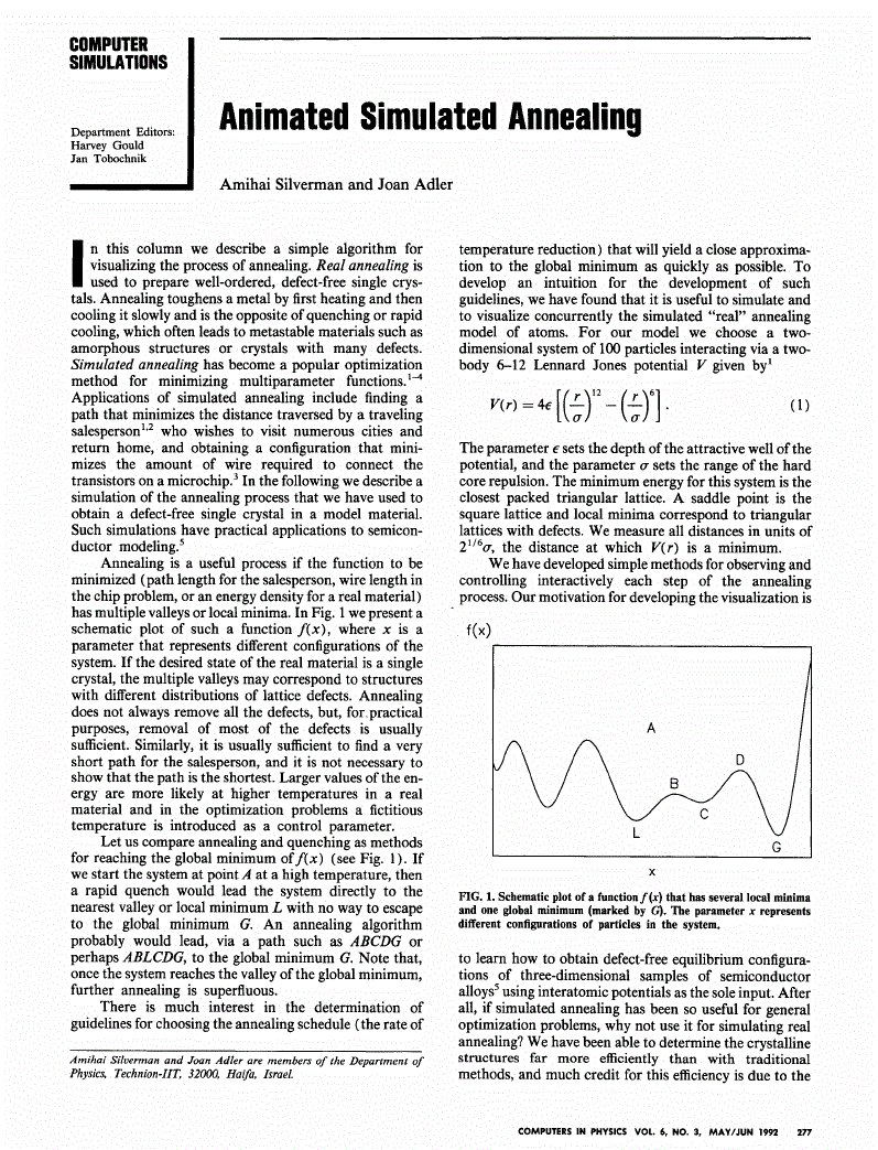 Animated Simulated Annealing | Computer in Physics | AIP Publishing