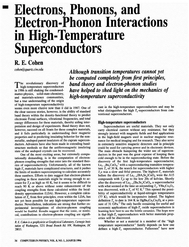 Electrons, Phonons, and Electron‐Phonon Interactions in High‐Temperature Superconductors ...