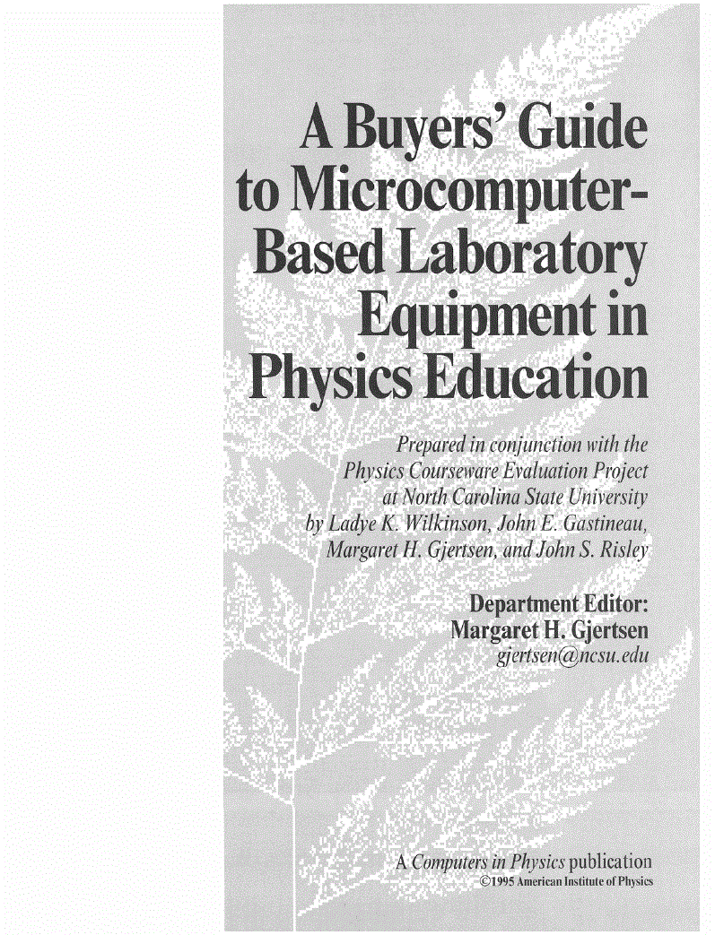 A Buyers' Guide to Microcomputer‐Based Laboratory Equipment in Physics ...
