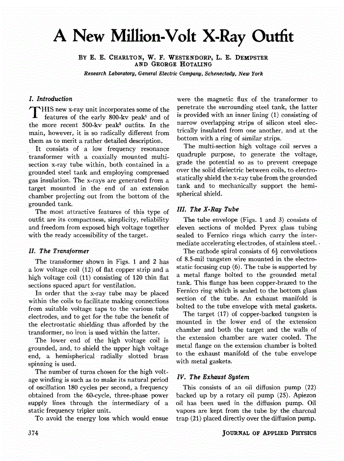 A New Million‐Volt X‐Ray Outfit | Journal of Applied Physics | AIP ...