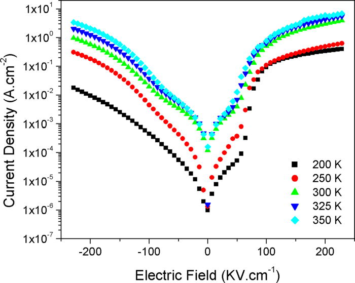 Temperature-dependent leakage current behavior of epitaxial Bi0.5Na0 ...