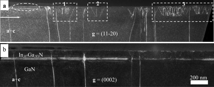 Origin of predominantly a type dislocations in InGaN layers and wells ...