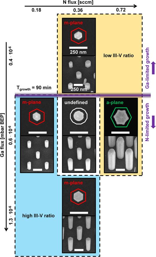 Crystal side facet-tuning of GaN nanowires and nanofins grown by ...