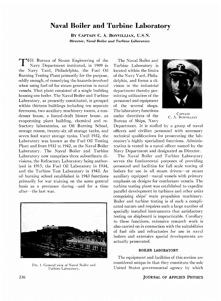 Naval Boiler and Turbine Laboratory | Journal of Applied Physics | AIP ...