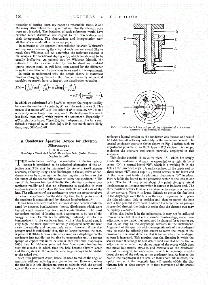 A Condenser Aperture Device for Electron Microscopes | Journal of ...