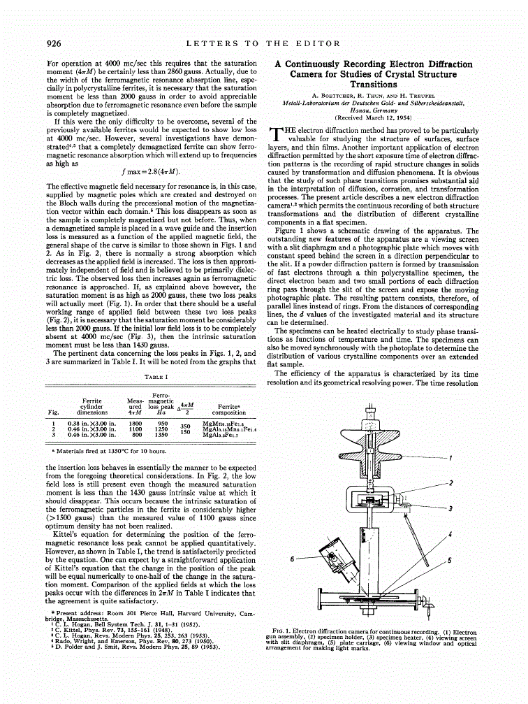 A Continuously Recording Electron Diffraction Camera for Studies of ...