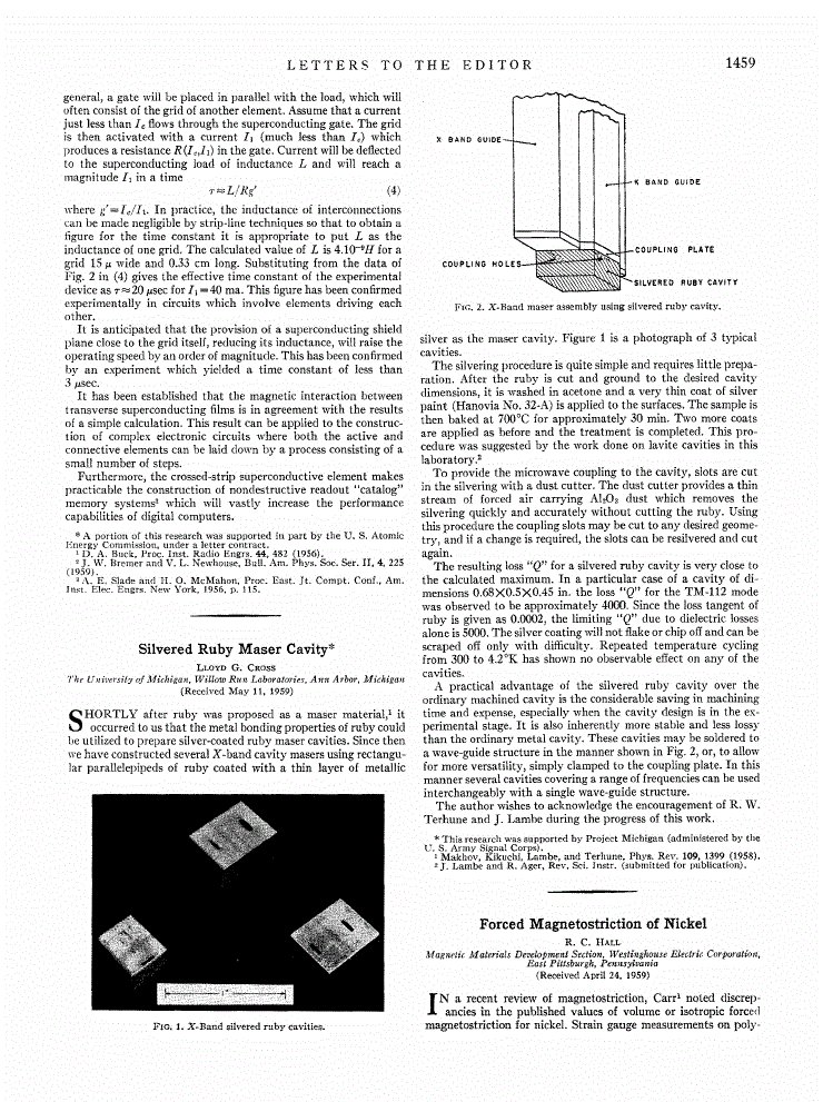 Silvered Ruby Maser Cavity | Journal of Applied Physics | AIP Publishing