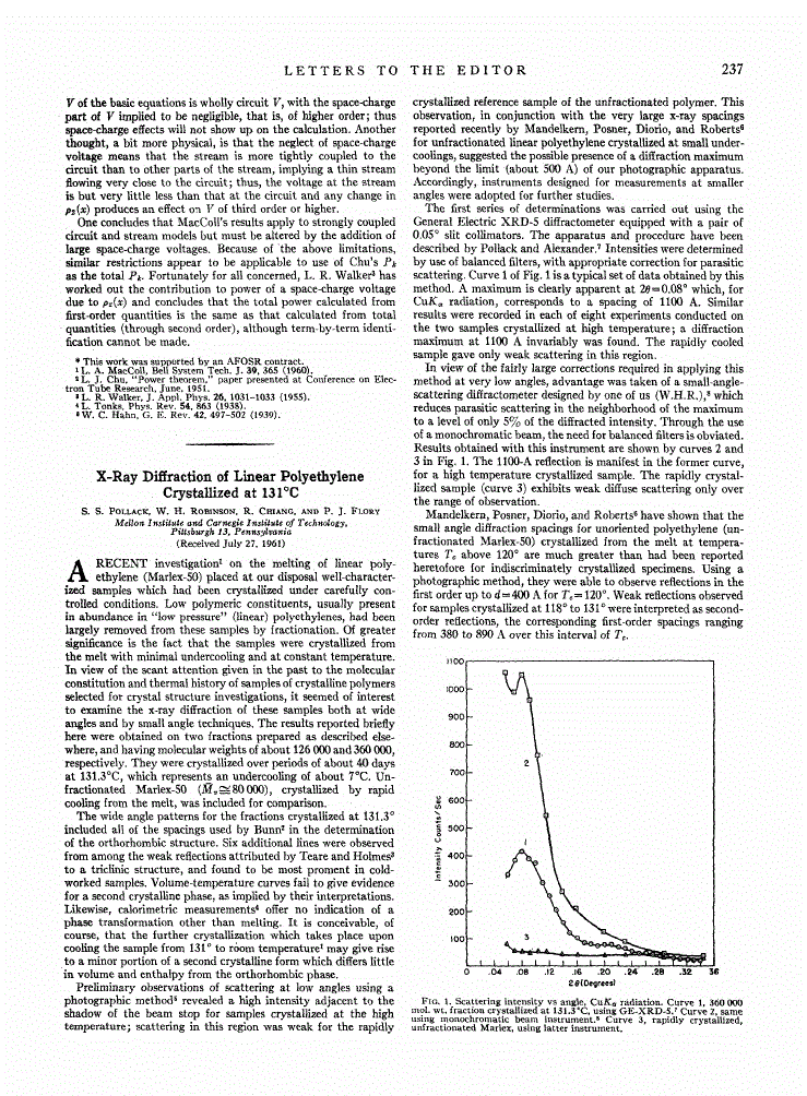 X‐Ray Diffraction of Linear Polyethylene Crystallized at 131°C ...