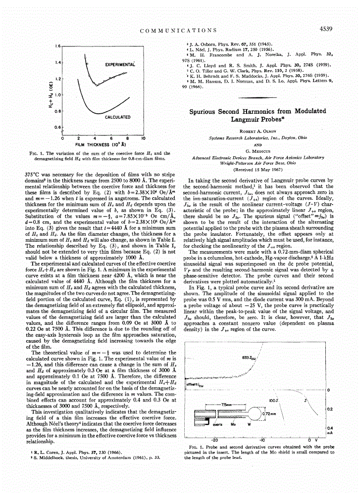 Spurious Second Harmonics from Modulated Langmuir Probes | Journal of ...
