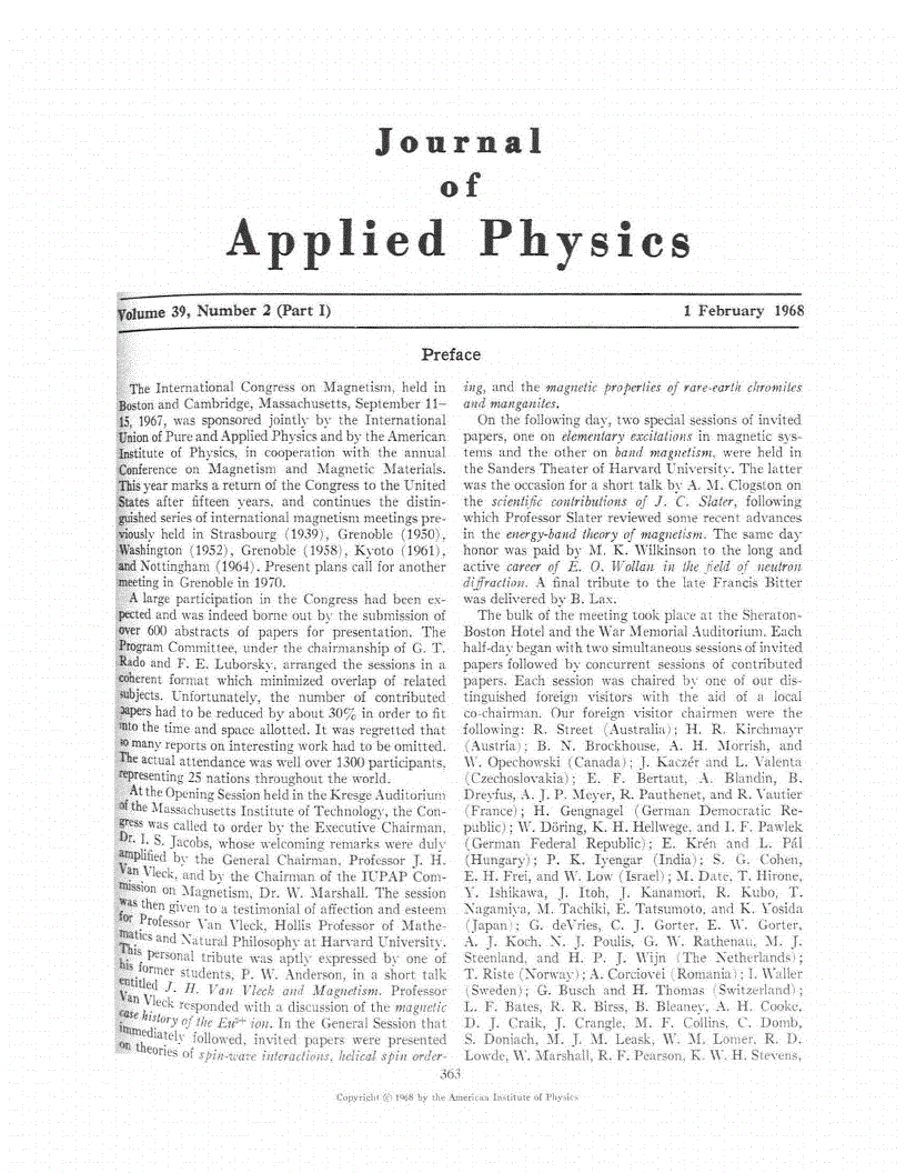 Preface | Journal of Applied Physics | AIP Publishing