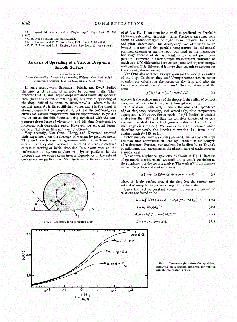 Analysis of Spreading of a Viscous Drop on a Smooth Surface | Journal of Applied Physics | AIP ...