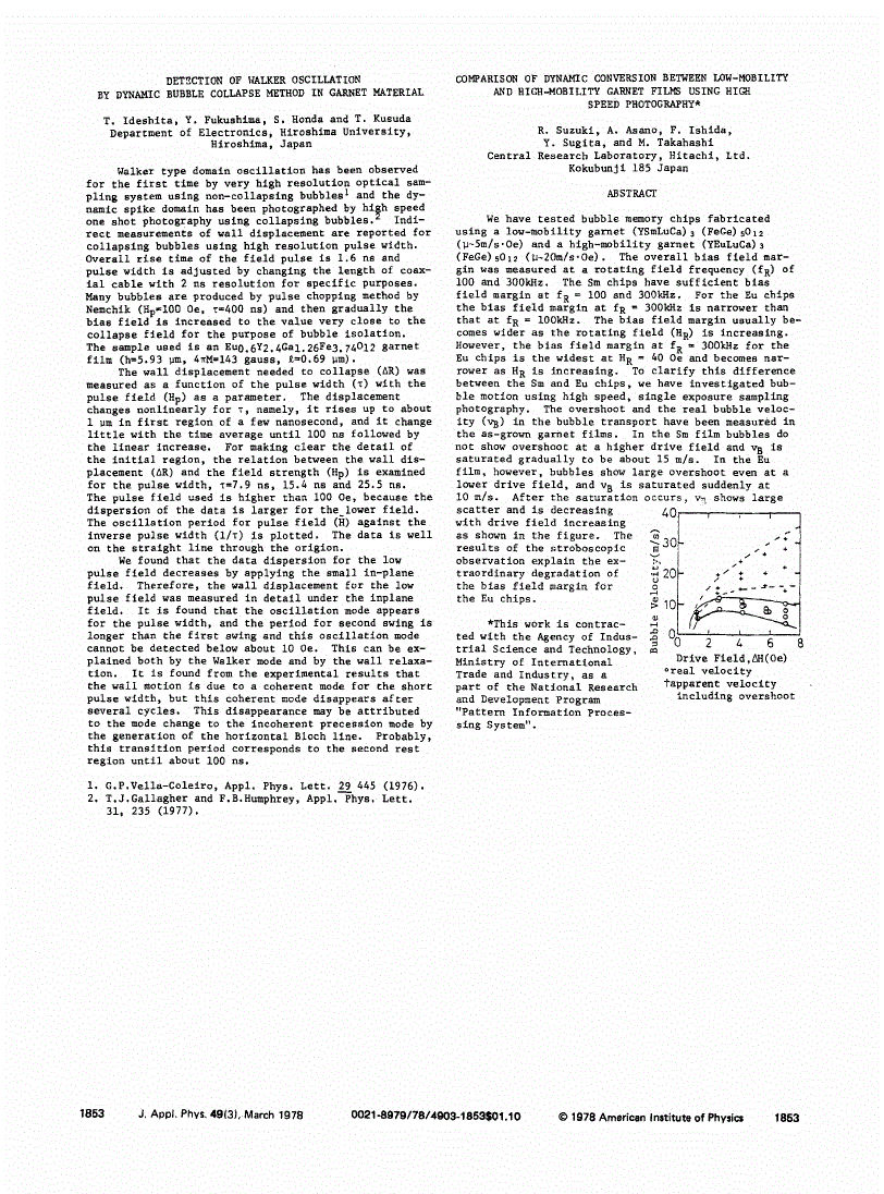 Abstract: Detection of Walker oscillation by dynamic bubble collapse ...