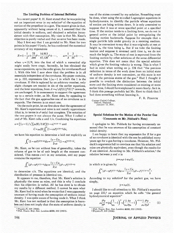 The Limiting Problem of Internal Ballistics | Journal of Applied Physics | AIP Publishing