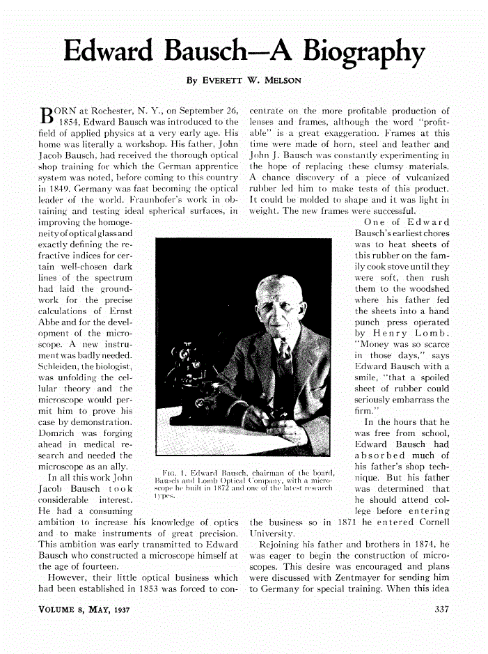Edward Bausch—A Biography | Journal of Applied Physics | AIP Publishing